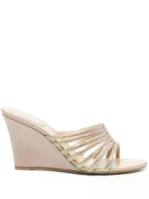 Rene Caovilla Crystal Embellished Wedge Sandals