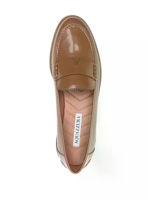AQUAZZURA Patent Leather Loafers With Chain Detailing