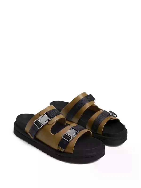 Fusalp Double Buckle Jacquard Logo Motif Sandals - Brown