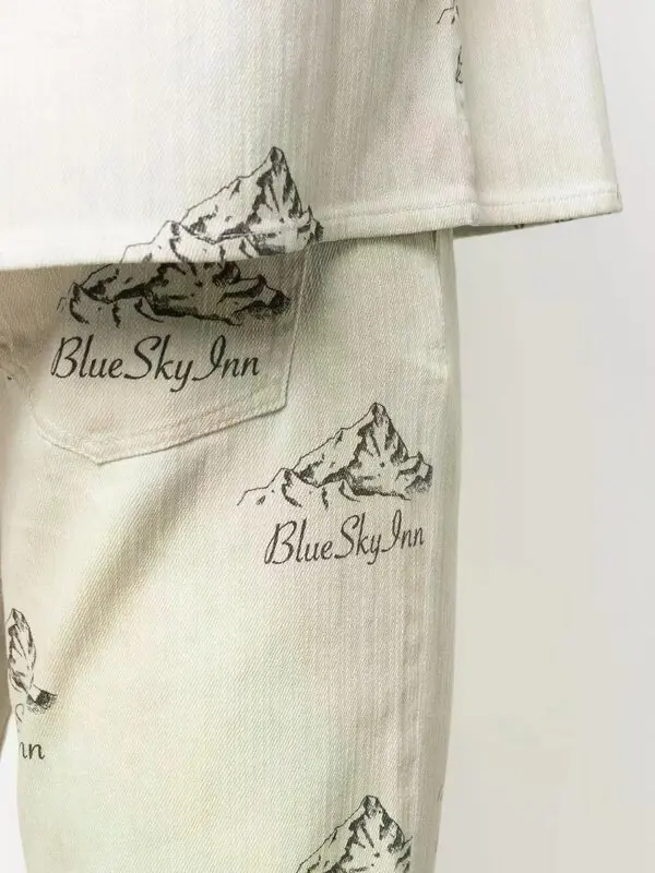 BLUE SKY INN Logo Print Cotton Blend Trousers