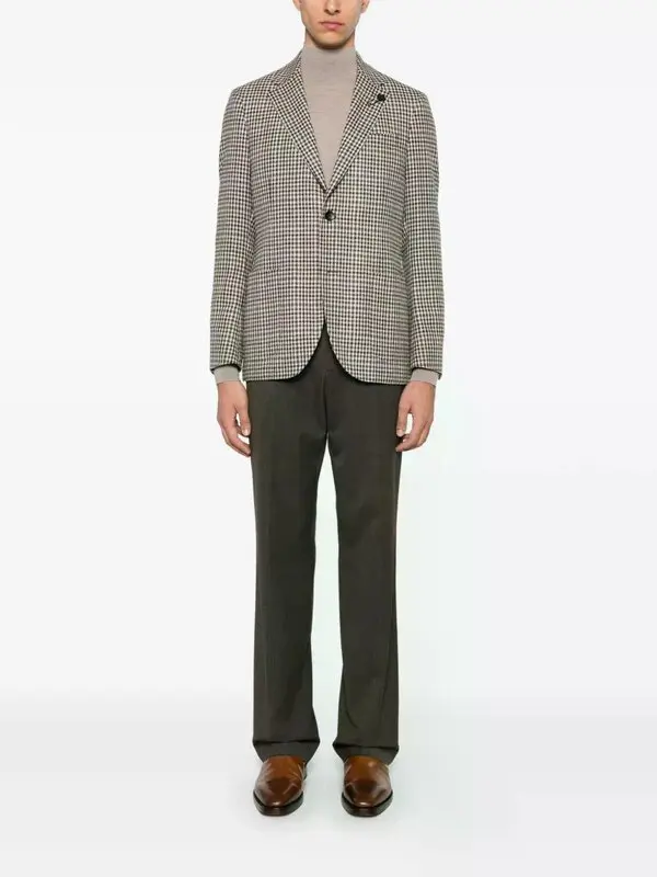 LARDINI Brooch-detail Herringbone Blazer