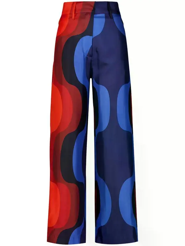 PAULA Sonia Wave-print Silk Trousers