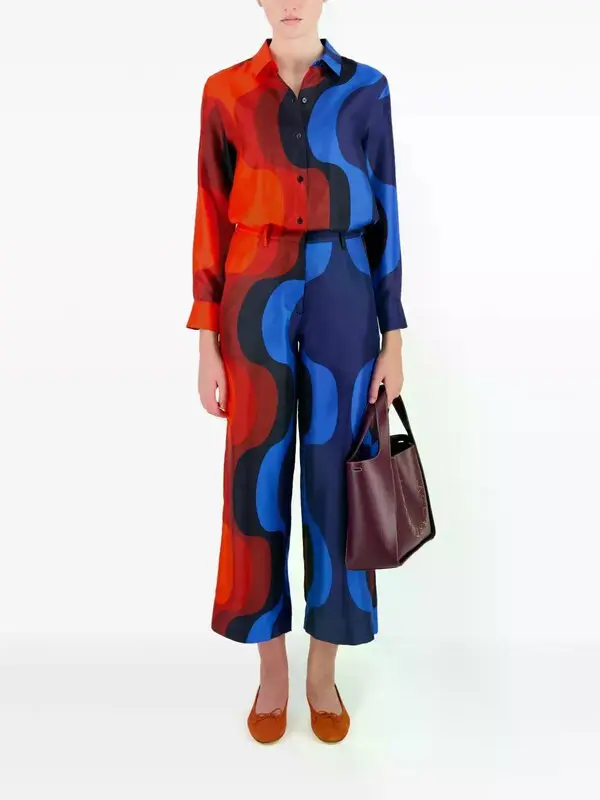 PAULA Sonia Wave-print Silk Trousers