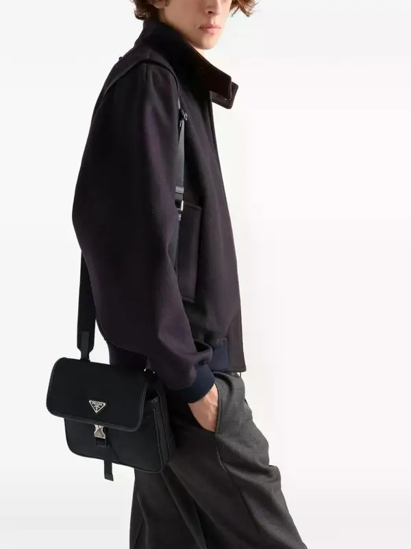 Prada Re-nylon And Saffiano Leather Shoulder Bag - Black