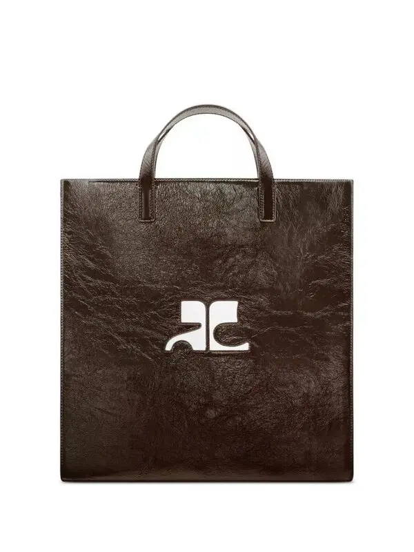 COURREGES Re-edition Naplack Tote Bag - Brown