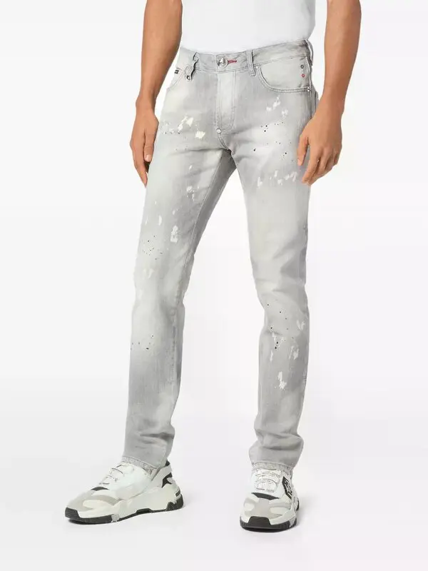 Philipp Plein Racing Club Jeans Light Paint Splatter Detail