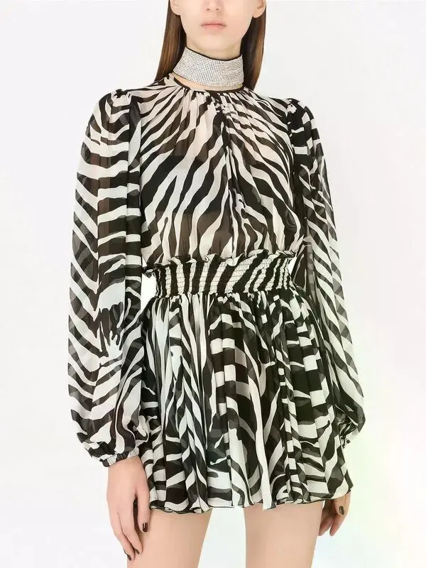 Dolce & Gabbana Zebra-print Puff Sleeve Mini Dress