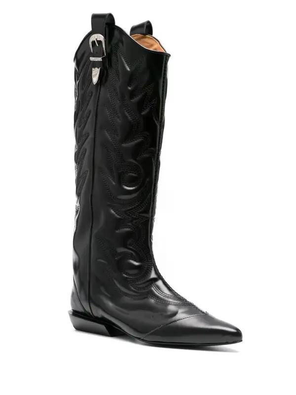 Toga Calf Leather Patent Finish Knee High Cowboy Boots