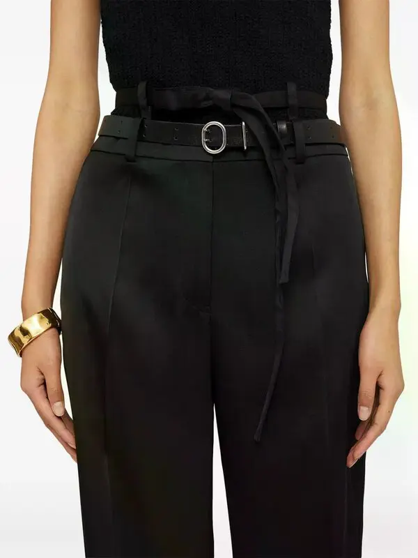 JIL SANDER Belted Wide Leg Tailored Trousers - Black