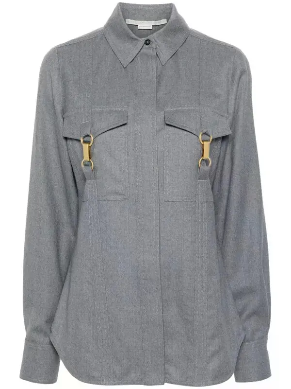 Stella McCartney Clasp-embellished Wool Shirt - Grey