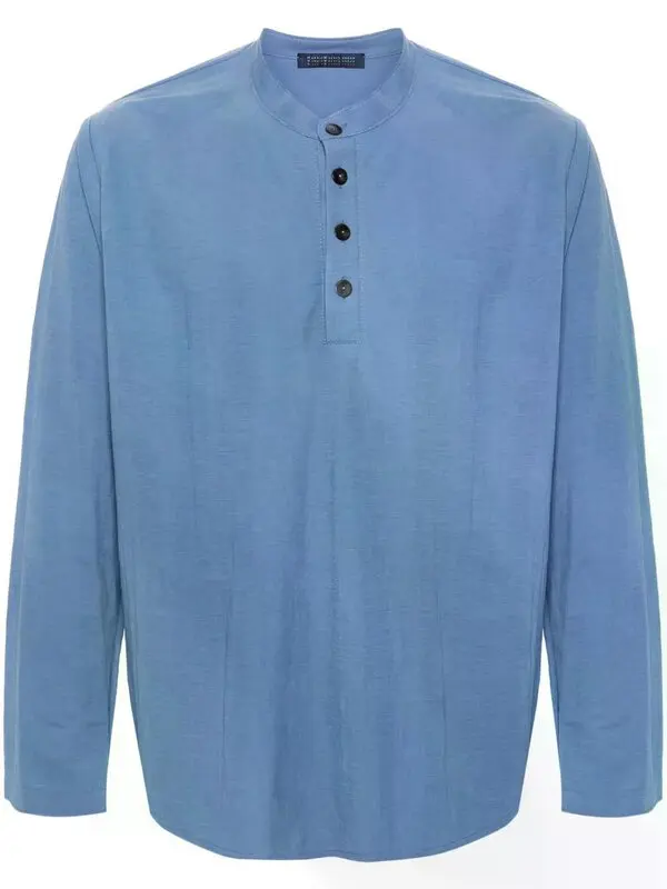 Harris Wharf London Band-collar Polo Shirt - Blue