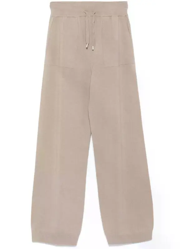 Lorena Antoniazzi Sand Beige Virgin Wool-cashmere-silk Blend Drawstring Sweatpants
