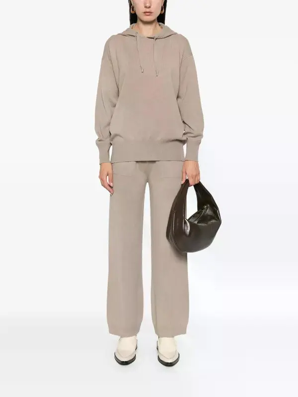 Lorena Antoniazzi Sand Beige Virgin Wool-cashmere-silk Blend Drawstring Sweatpants