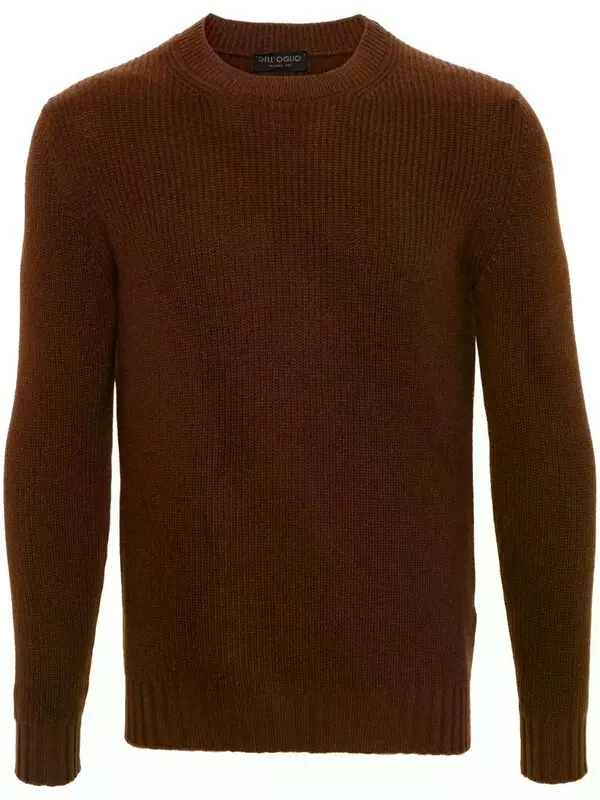 DELL'OGLIO Ribbed-knit Crew-neck Jumper - Brown