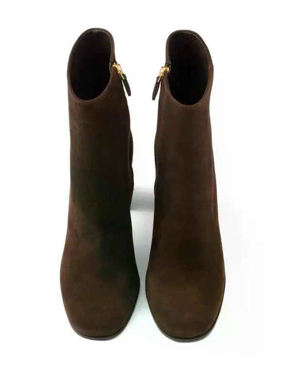 Prada Suede Ankle Boots With Block Heel - Brown