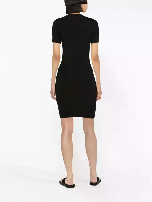 Versace Cotton Blend V-emblem T-shirt Dress - Black
