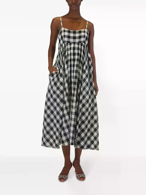 Azeeza Rachel Gingham Check Midi Dress - Black