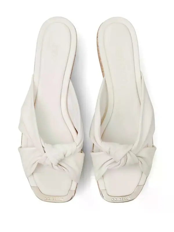 JIMMY CHOO Nappa Leather Avenue Wedge 50 Sandals - Neutrals