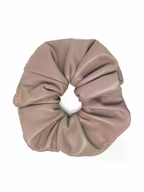 MANOKHI Leather Scrunchie - Neutrals
