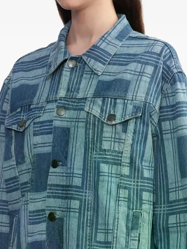 CHARLES JEFFREY Tartan Check-print Denim Jacket