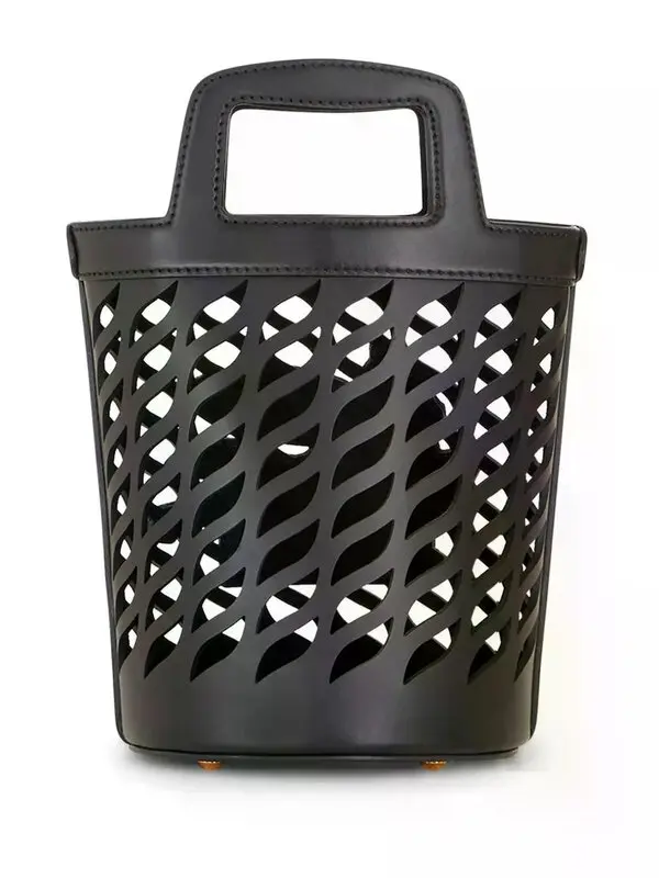 Etro Coffa Leather Bucket Bag With Pegaso Motif - Black