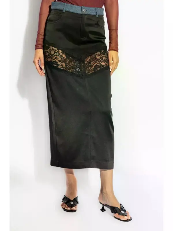 Blumarine Lace Insert Long Straight Skirt