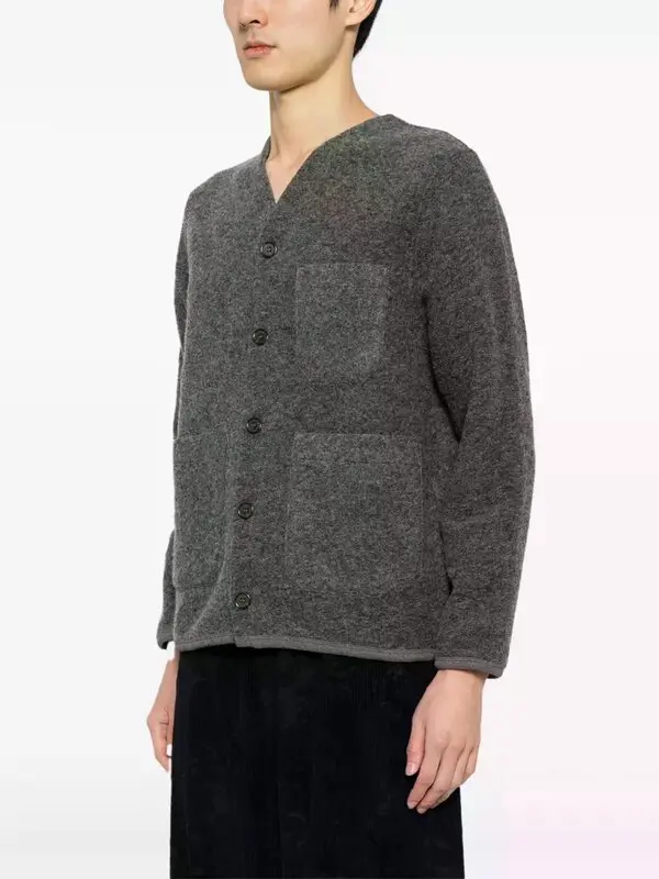 Universal Works Marl Wool Blend Fleece Cardigan - Grey