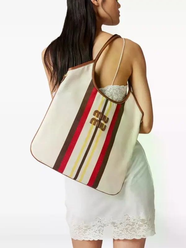 Miu Miu Ivy Striped Tote Bag