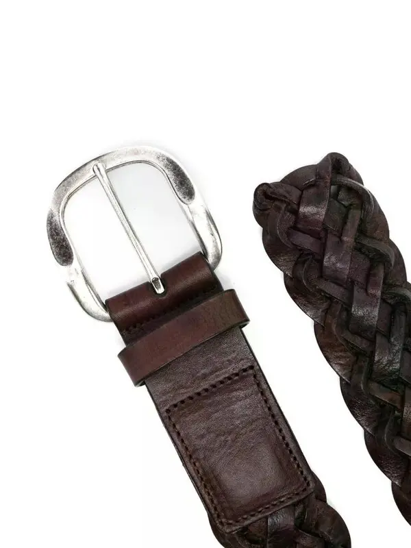 GOLDEN GOOSE Woven Leather Belt - Brown