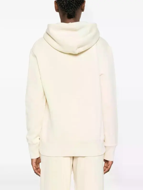 AUTRY Logo Patch Hoodie With Drawstring Hood - Neutrals