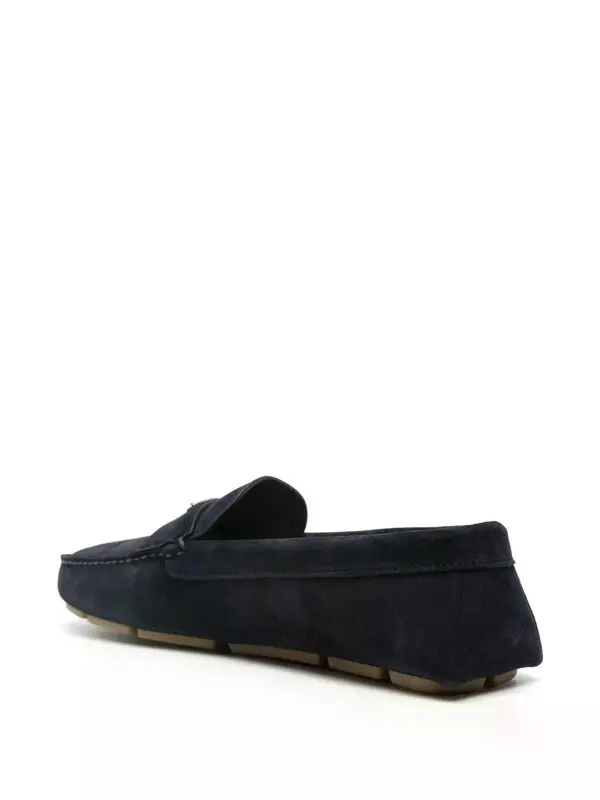 Prada Suede Loafers With Enamel Triangle Logo