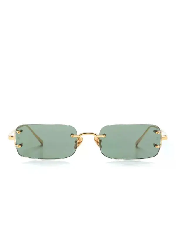 Linda Farrow Taylor Rectangle Rimless Sunglasses - Gold
