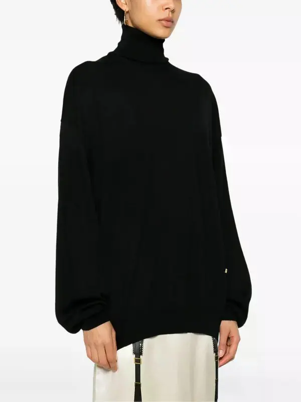 Moschino Virgin Wool Logo Plaque Roll Neck Sweater