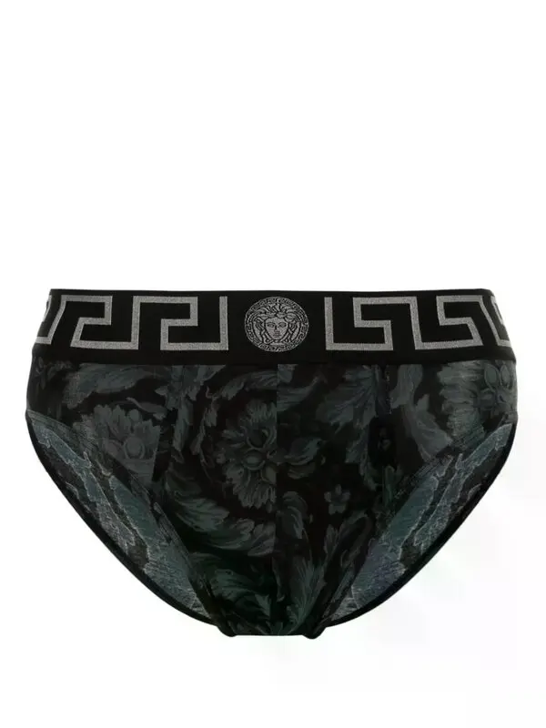Versace Printed Jacquard Cotton-jersey Briefs - Black