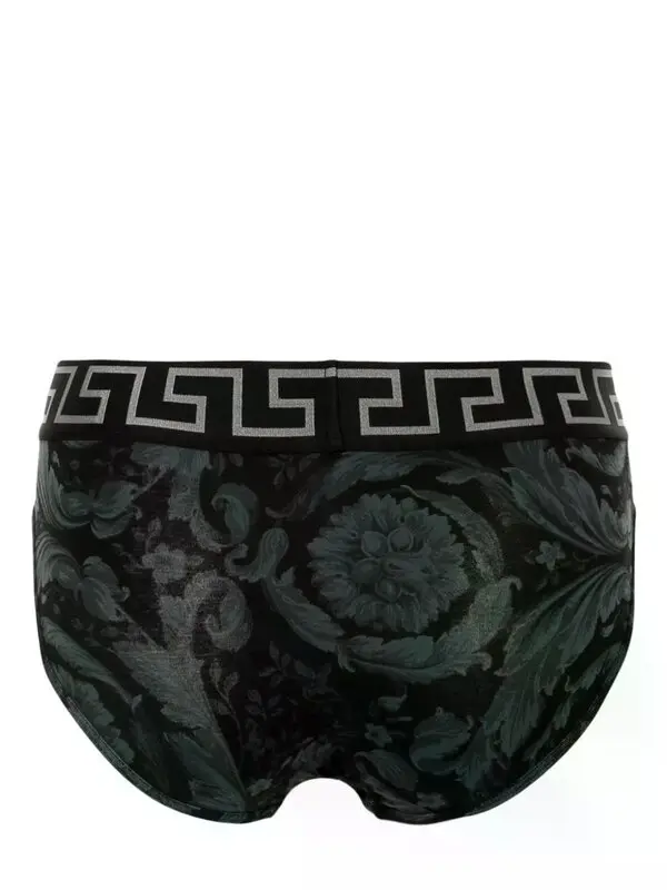 Versace Printed Jacquard Cotton-jersey Briefs - Black