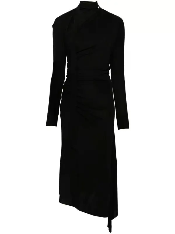 Victoria Beckham Cut-out Ruched Midi Dress - Black