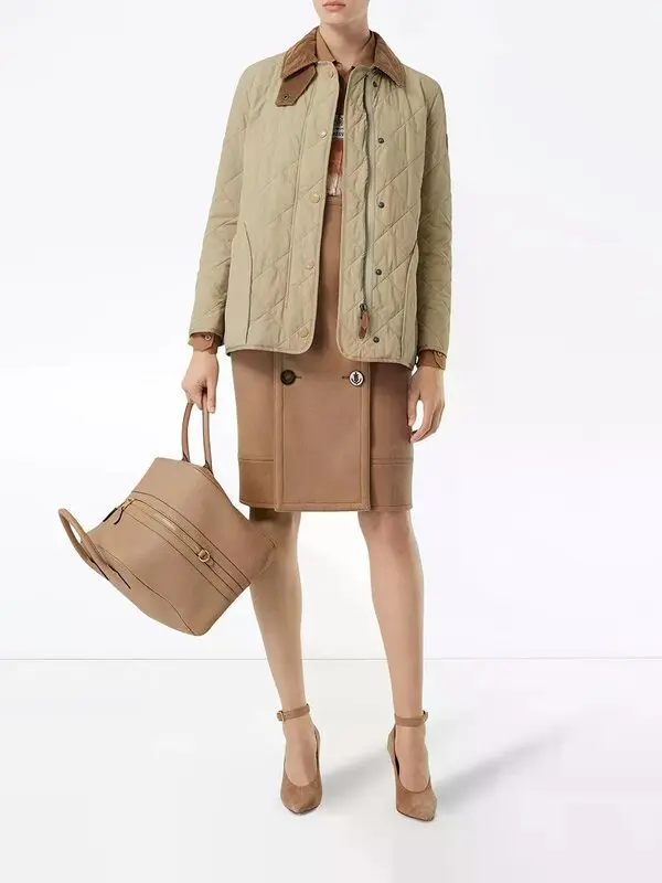 Burberry Diamond Quilted Barn Jacket With Check Lining