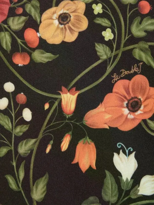 La DoubleJ Sleeveless Folk Jacket With Floral Print And Fur Trim