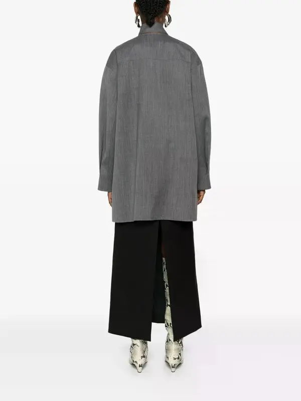 JIL SANDER Wool Blouse With Attached Scarf Detail