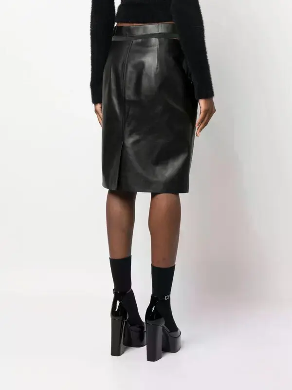 Fendi Logo-waistband Leather Skirt