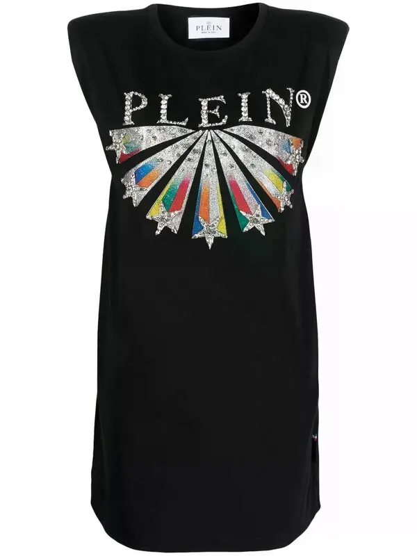 Philipp Plein Embellished Logo-print T-shirt Dress