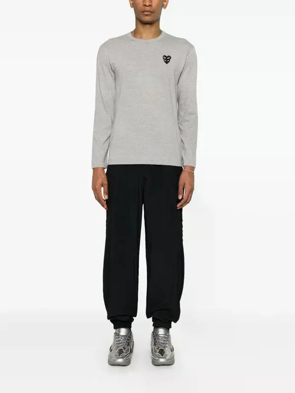 Play Comme Des Garcon Double Heart-patch T-shirt - Grey