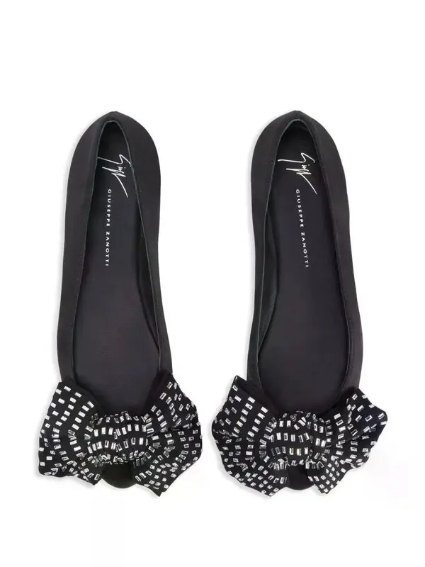 GIUSEPPE ZANOTTI Alexandrine Crystal Embellished Bow Ballerina Flats