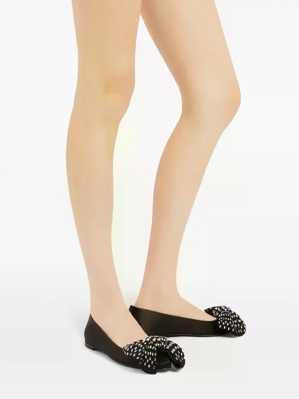 GIUSEPPE ZANOTTI Alexandrine Crystal Embellished Bow Ballerina Flats