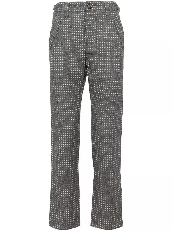 PRIVATE STOCK LABS The Worthington Trousers Charcoal Wool Blend Polka Dot Print