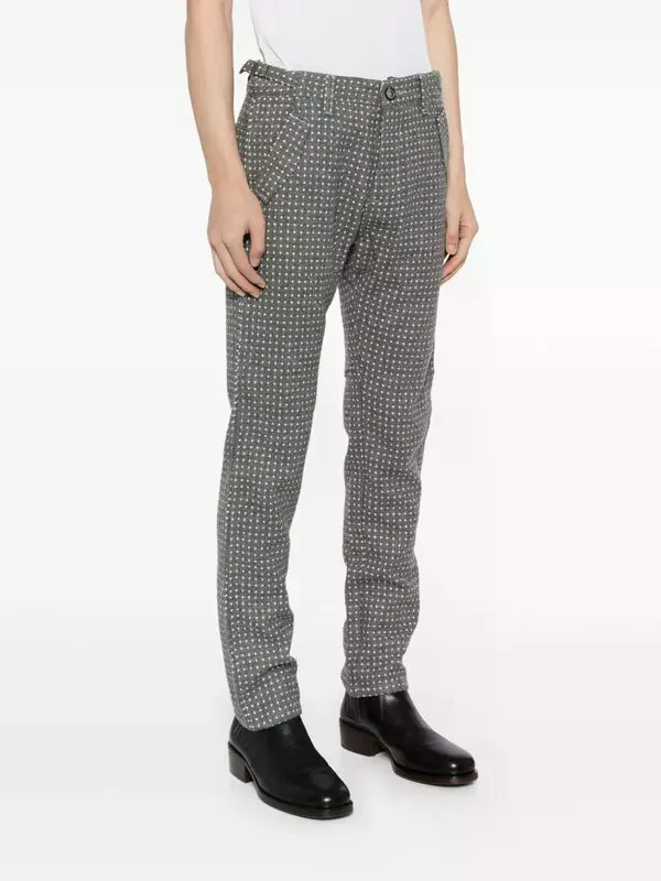 PRIVATE STOCK LABS The Worthington Trousers Charcoal Wool Blend Polka Dot Print