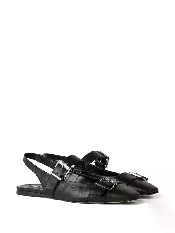Karl Lagerfeld Konnie Double Strap Leather Pumps - Black