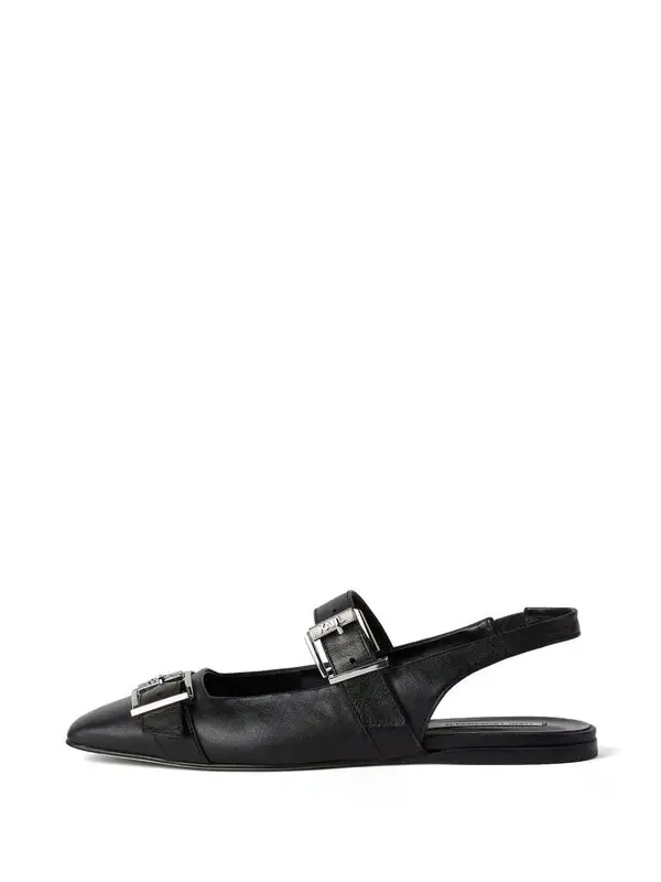 Karl Lagerfeld Konnie Double Strap Leather Pumps - Black