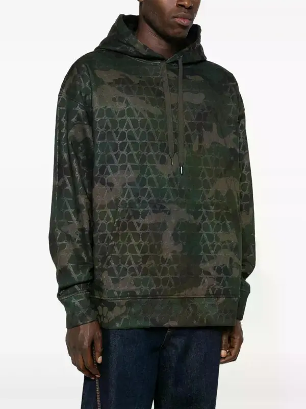 Valentino Garavani Toile Iconographe Camouflage Hoodie - Green