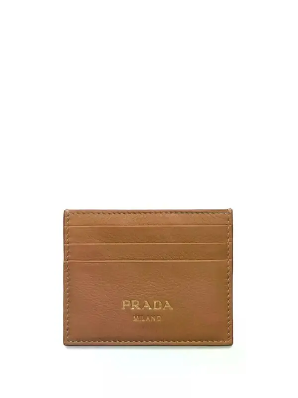 Prada Logo-stamp Leather Cardholder - Brown